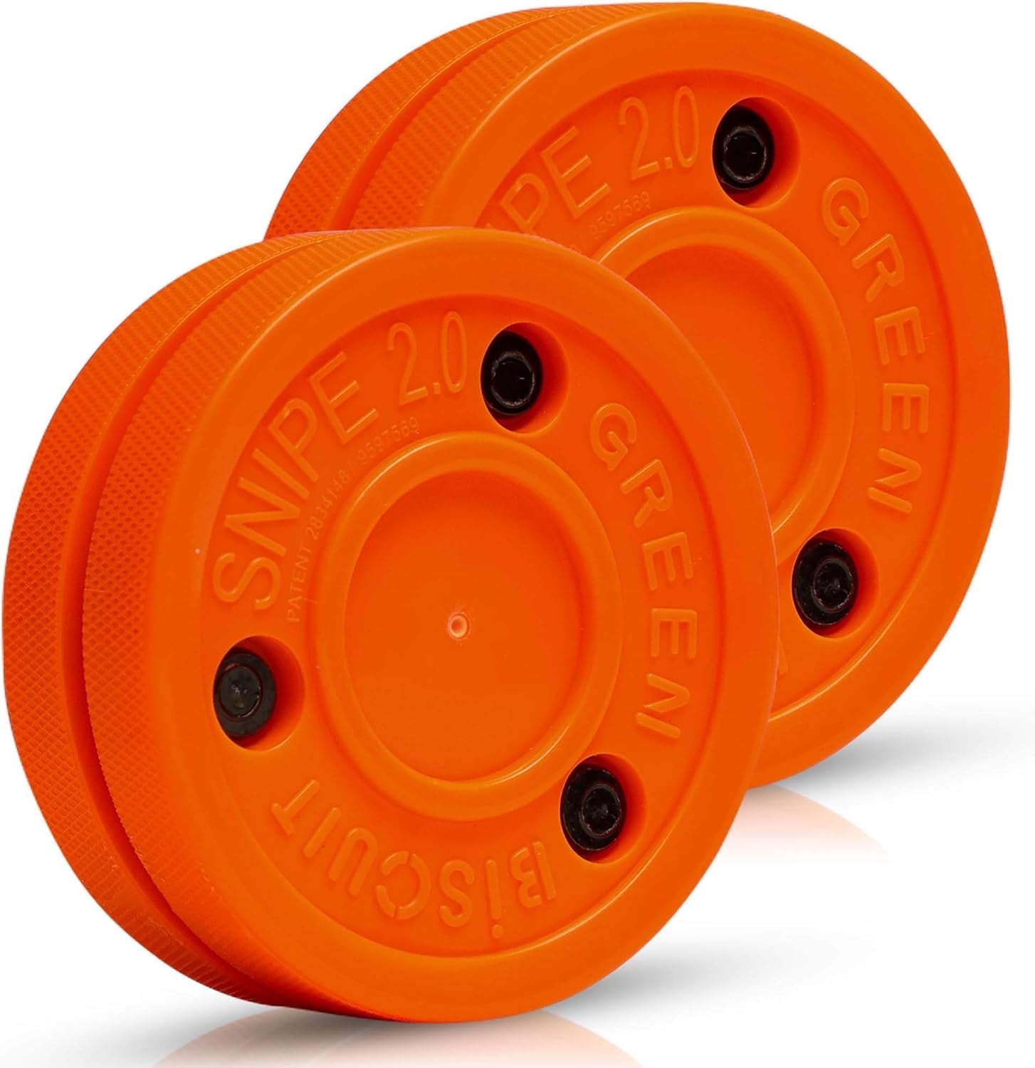 Green Biscuit Orange Ice Hockey Puck New 2.0 Snipe 2 Pack/GB Sticker ...