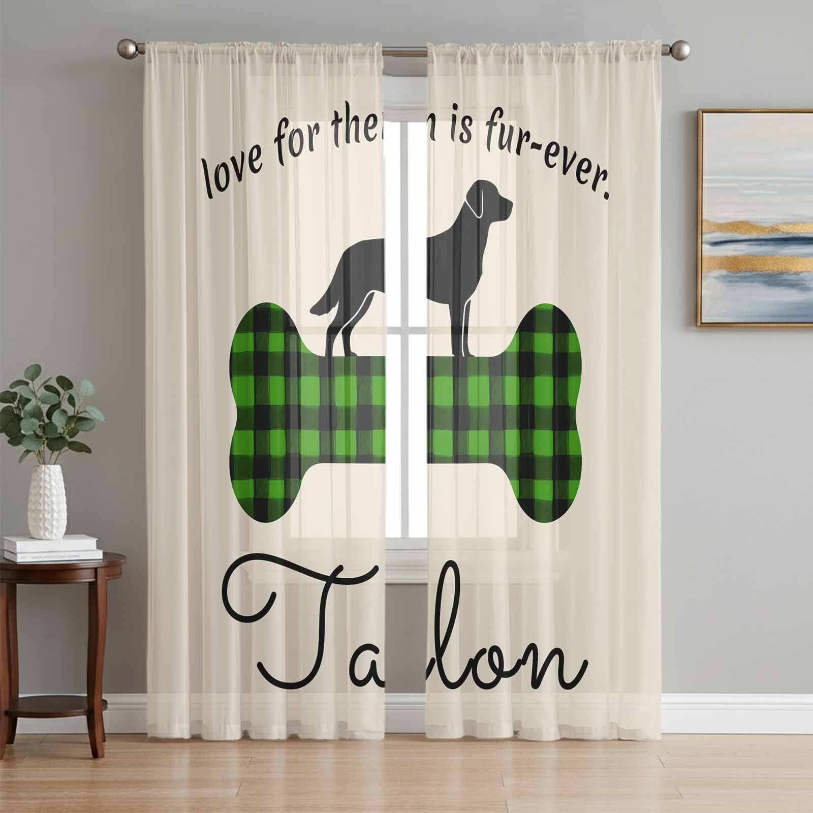 Green Black Buffalo Checkered Sheer Curtains 63 Inch Length 2 Panels ...