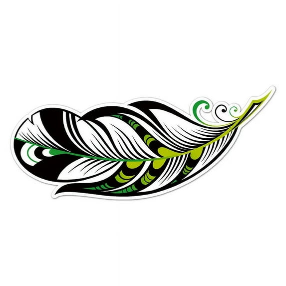 Green + Black Feather Sticker Indoor Outdoor Phone Decal Water Bottle ...