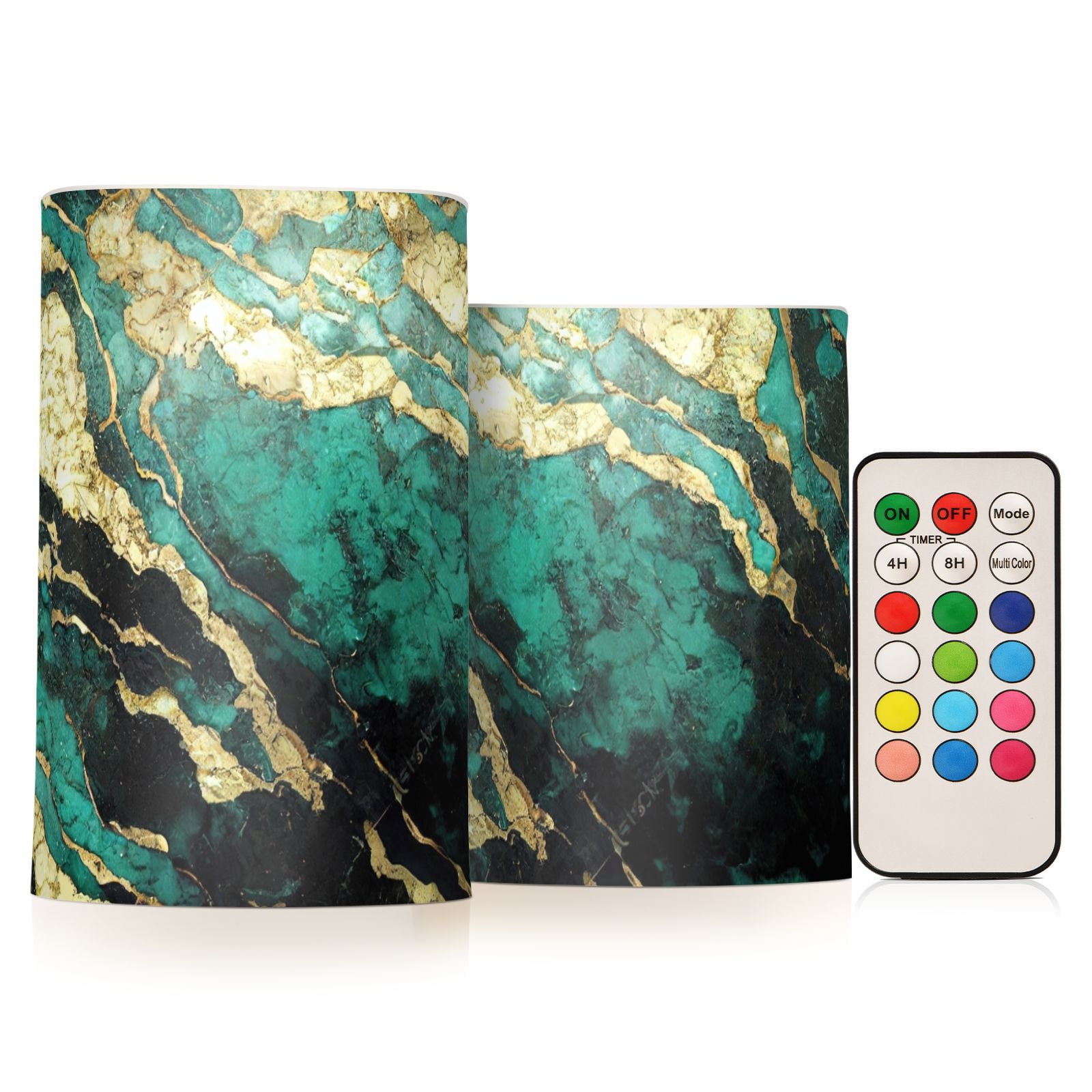 Green and Black Marble 2 PCS LED Flickering Flameless Candles with ...