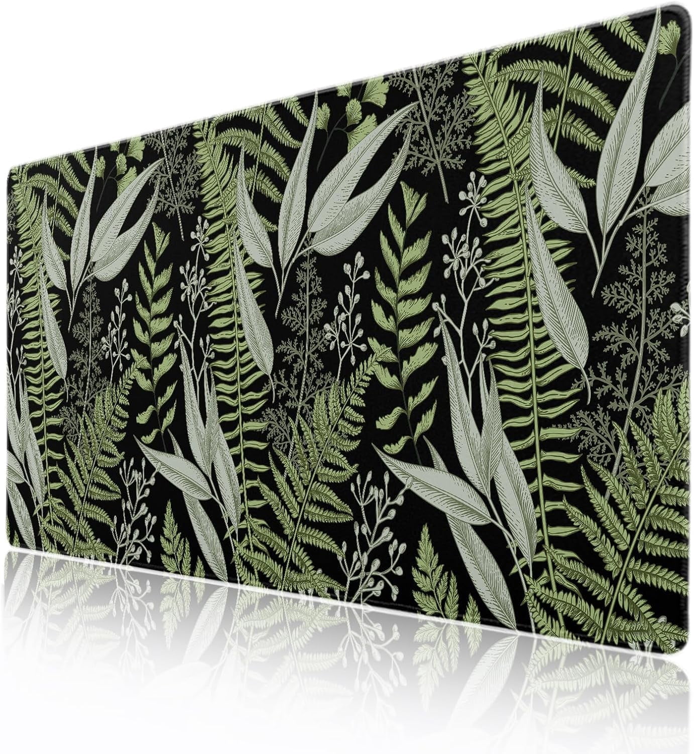 Green Black Plant Leaf Gaming Mouse Pad XXL Tropical Fern Botanical ...