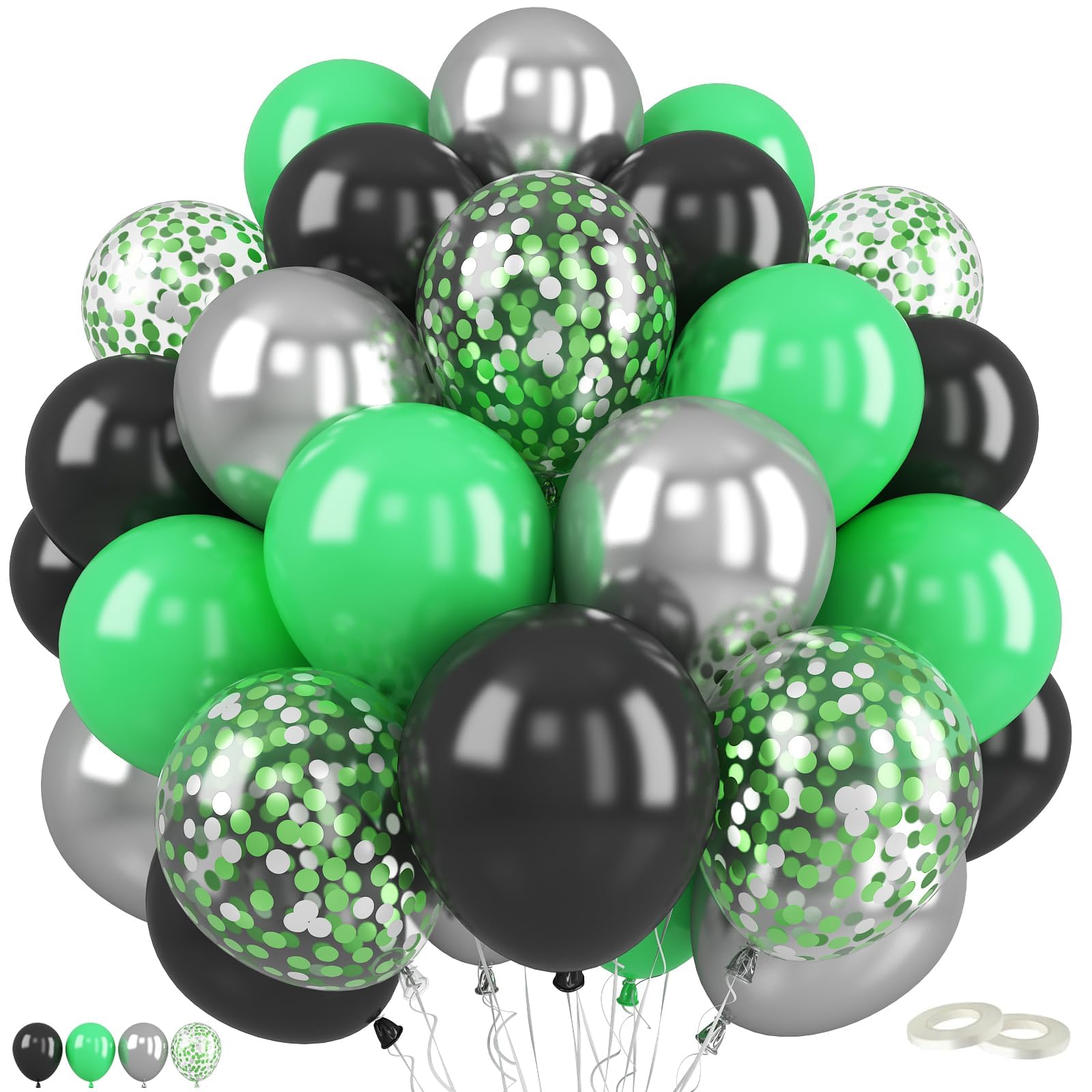 Green and Black PriNst Balloons,60 Pcs 12 Inches Matte Dark Green ...