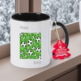 Green with Black & White Soccer Balls Ceramic Coffee Mug - 11oz 350ml ...