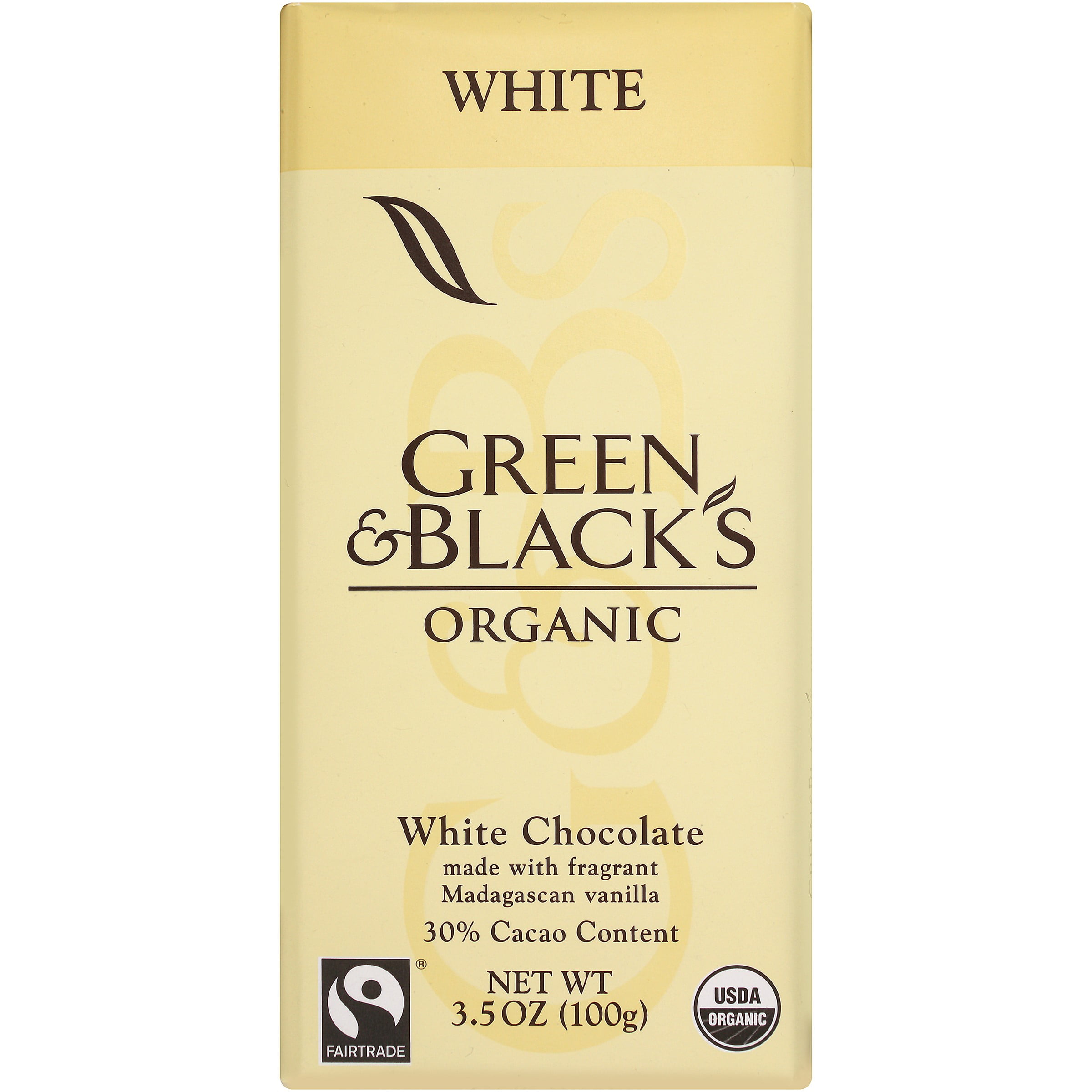 Green & Black's Organic White Chocolate with Vanilla, 30% Cacoa, 3.5 Oz ...