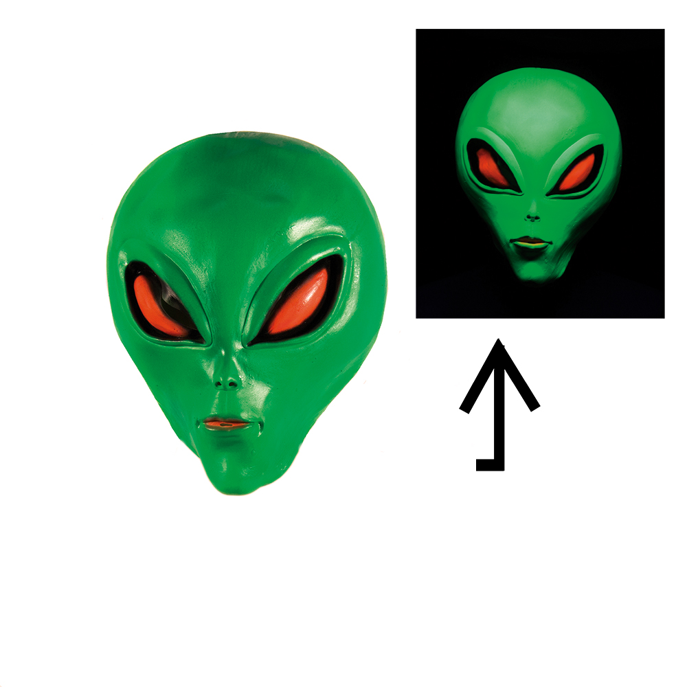 Green Blacklight Glowing Alien Halloween Mask - Walmart.com