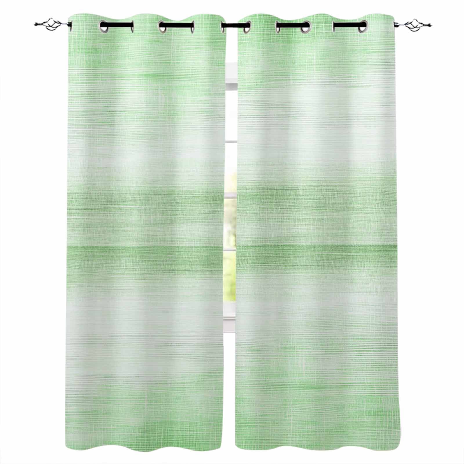 Green Blackout Curtains 63 Inch Length Abstract Light Green Ombre Linen ...