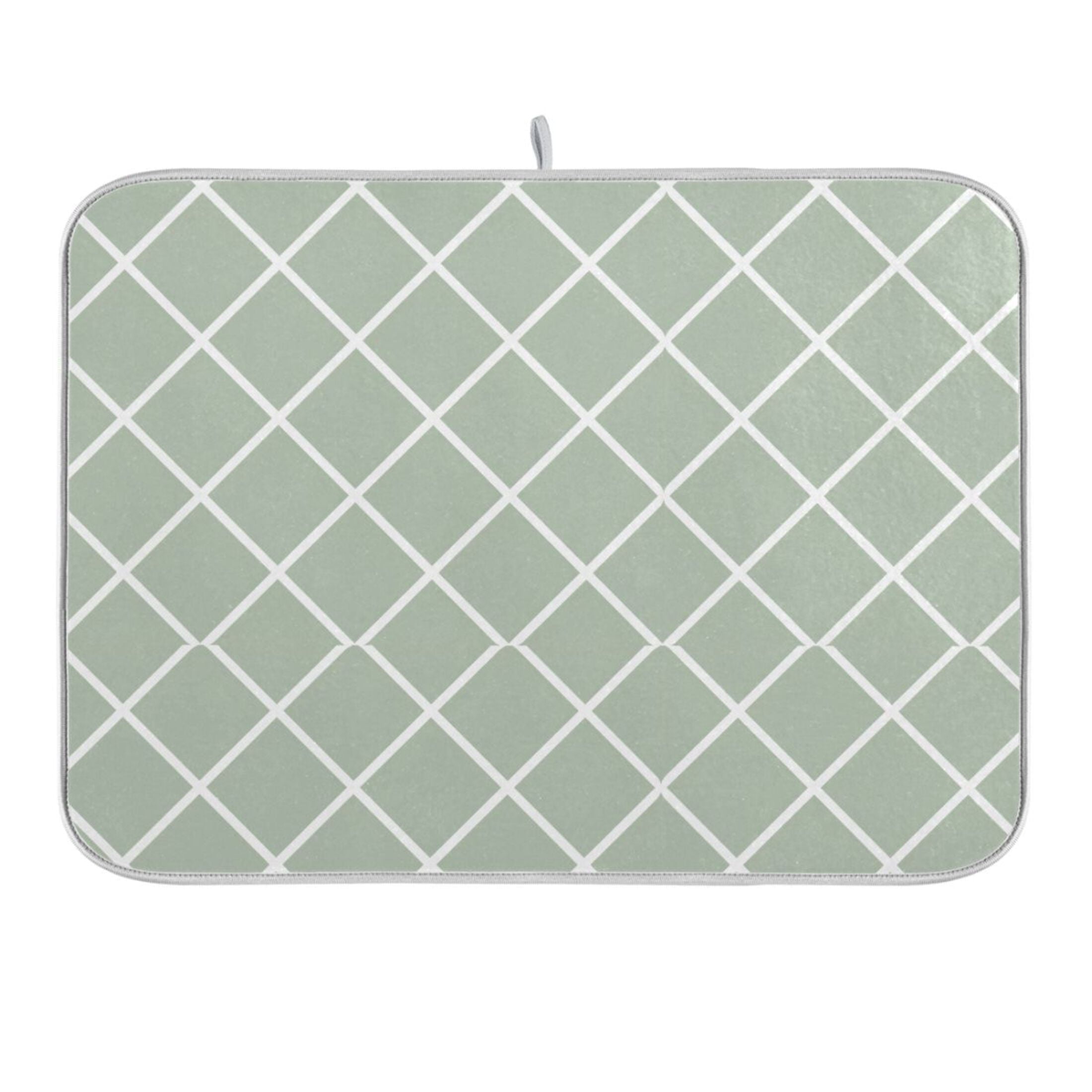 Green Block Dish Drying Mat 16x18 Absorbent Microfiber Draining Rack ...