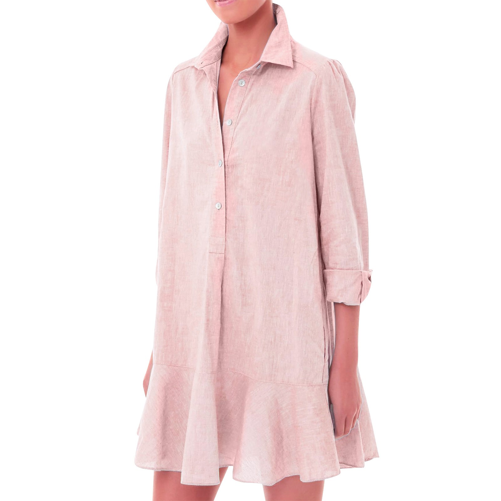 Green Blouses For Women Dressy Casual, Shirt Long Sleeve Half Open Hem ...