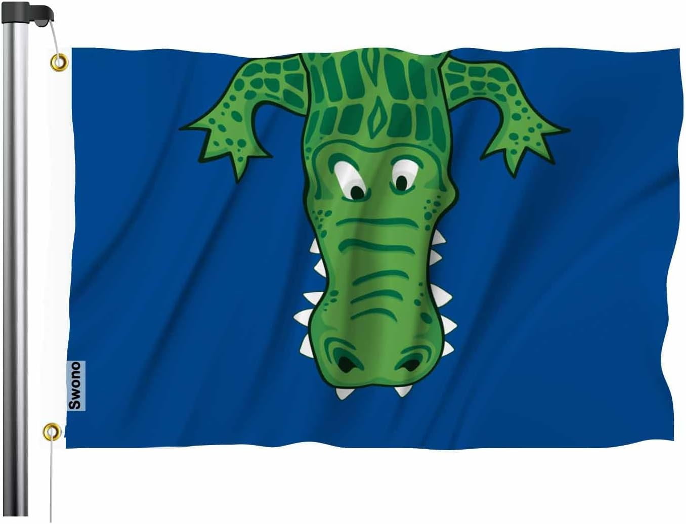Green Blue Alligator Flag Cute Cartoon Crocodile Animal Outdoor Garden ...