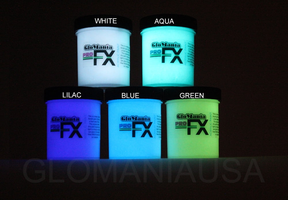 Green Blue Aqua Lilac White Glow in the Dark Paint 4oz pots Cosmic Star ...