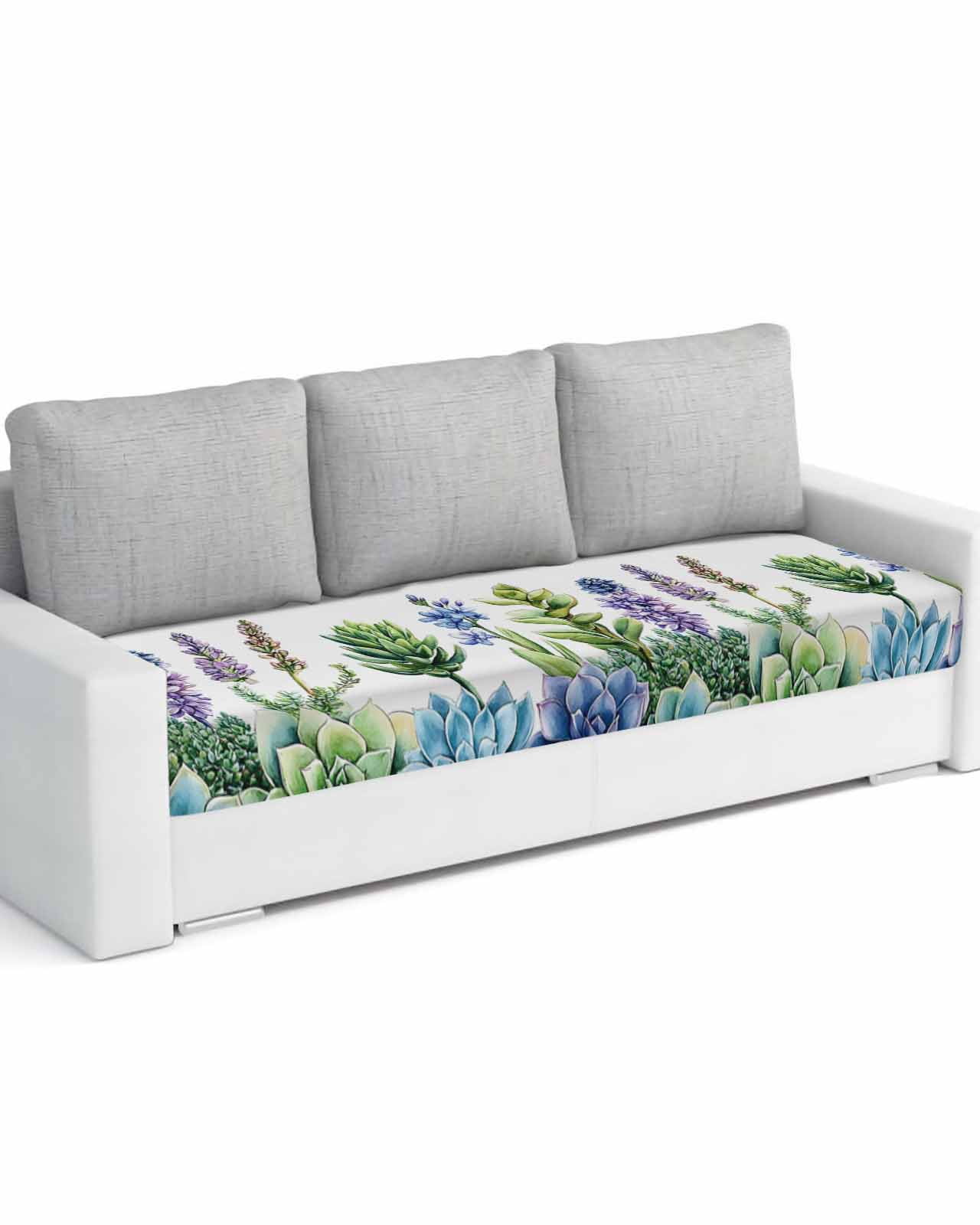 Green Blue Botanical Sofa Couch Cushion Covers Washable, Removable ...