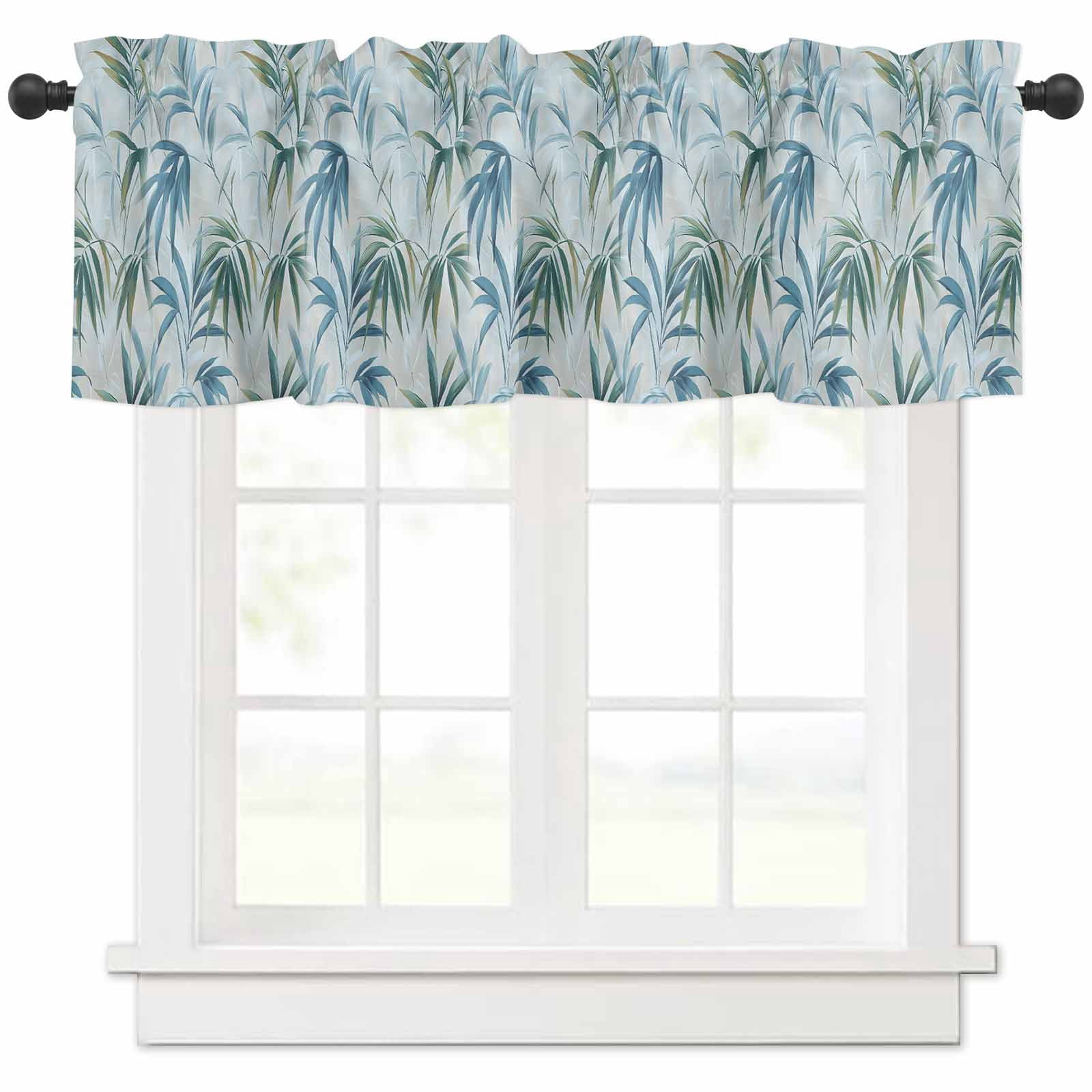Green Blue Botanical Valances for Windows Farmhouse Kitchen Curtains ...