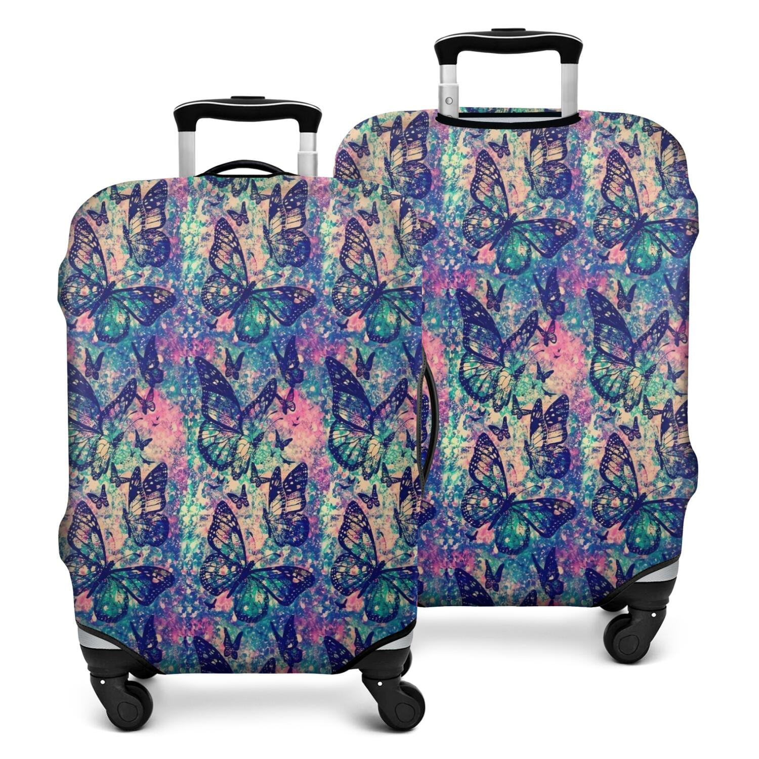 Green Blue Butterfly Pink Purple Pattern Luggage Cover Fashion Suitcase ...