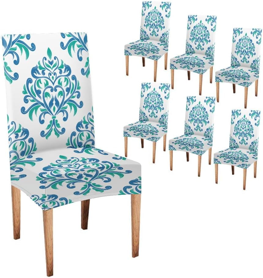 Green and Blue Chair Covers Royal Damask Classic Texture Luxury ...