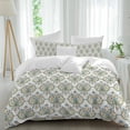 Green Blue Floral Duvet Cover Set King Size, Vintage Abstract Yellow ...