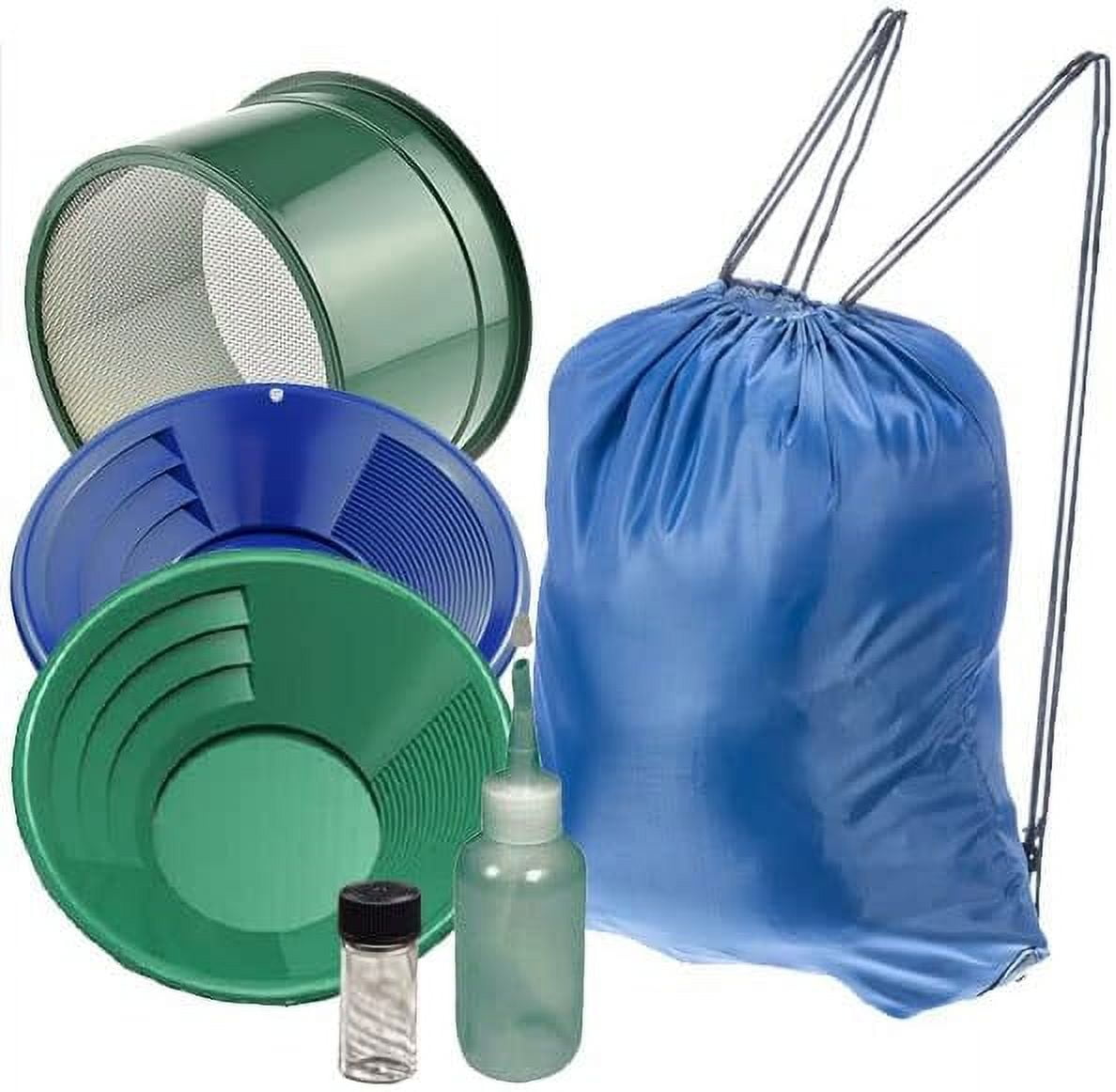 Green Blue Pan Panning Kit with Sniffer Vial, Small 6" Classifier ...