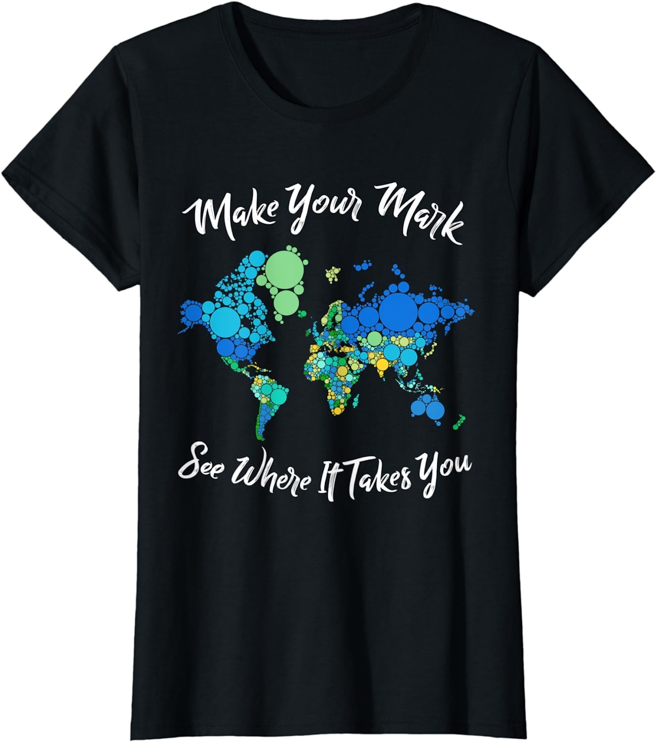 Green Blue Polka Dot Earth Map International Dot Day T-Shirt - Walmart.com