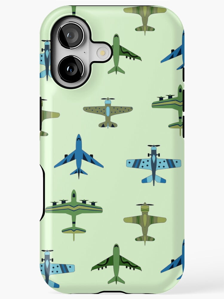 Green Blue Vintage Airplanes Mint Retro Print For iPhone 11-17 Pro Max ...