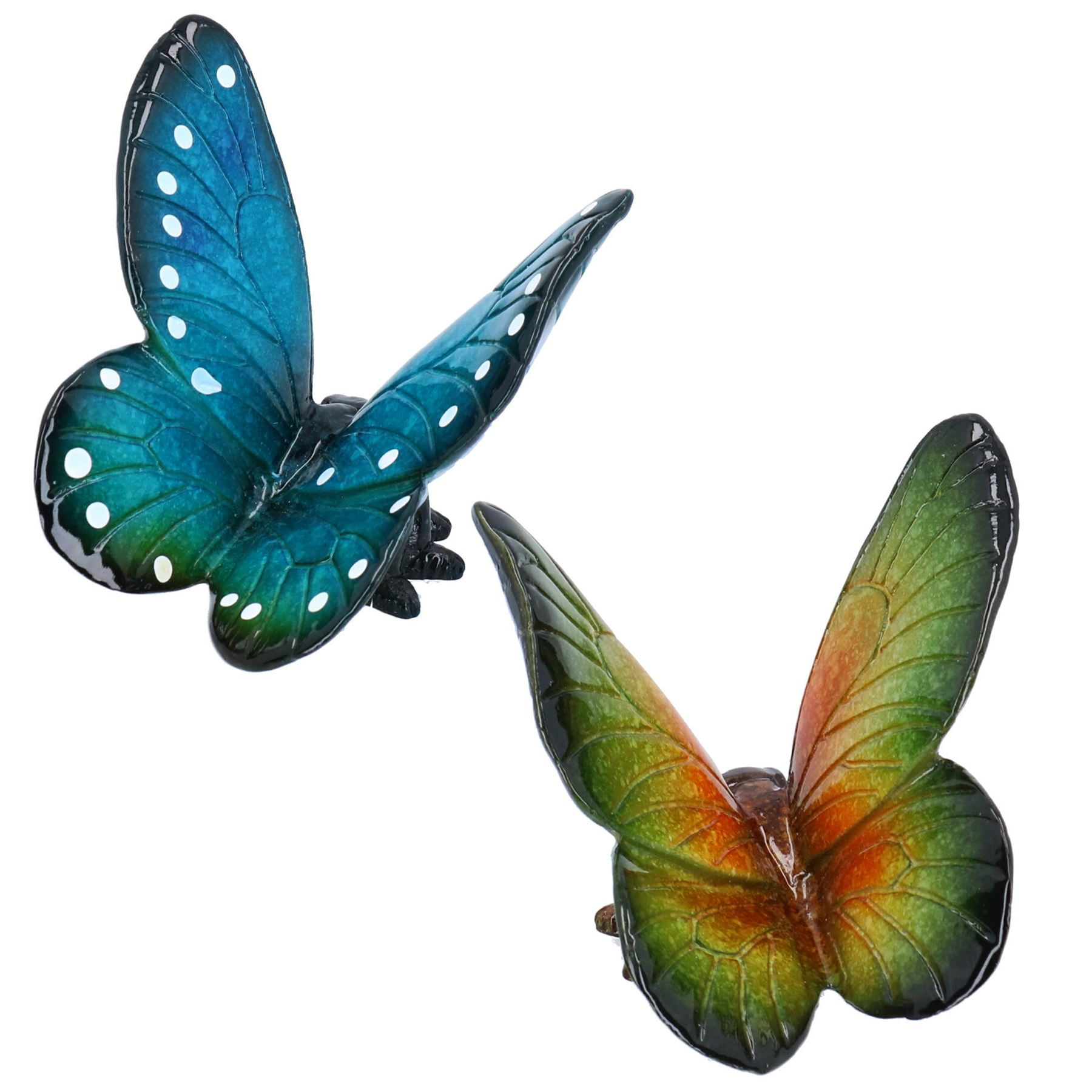 Green & Blue Wall Mount Butterflies Resin Shed Sculpture Statue House ...