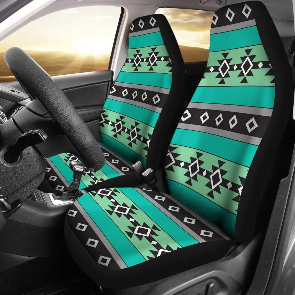 Green Blue and Gray Abstract Aztec Ethnic Pattern Boho Car Seat Cover ...
