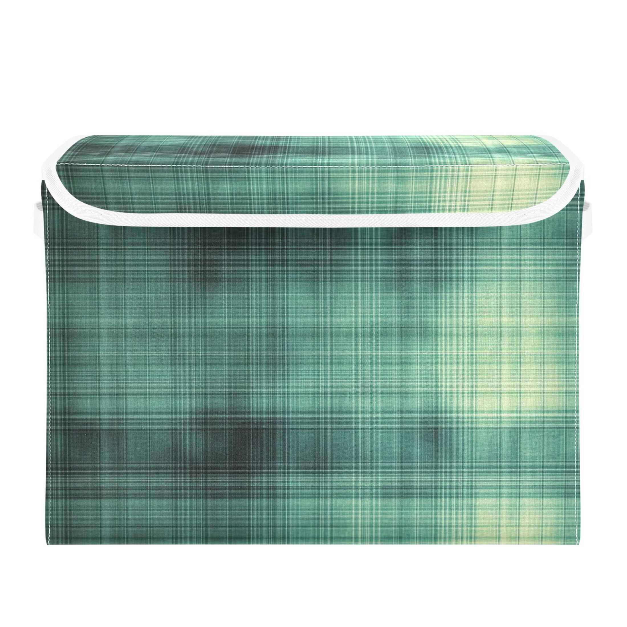Green Blurry Texture Large Storage Bins with Linen Collapsible Lid ...