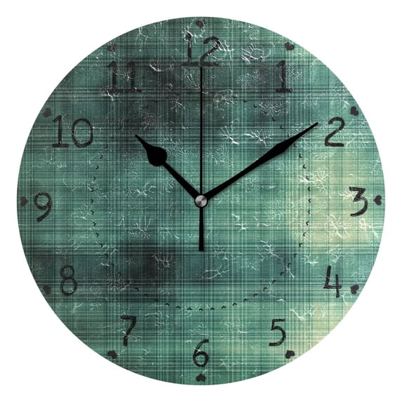 Green Blurry Texture Round Wall Clock Silent Battery Operated Home ...