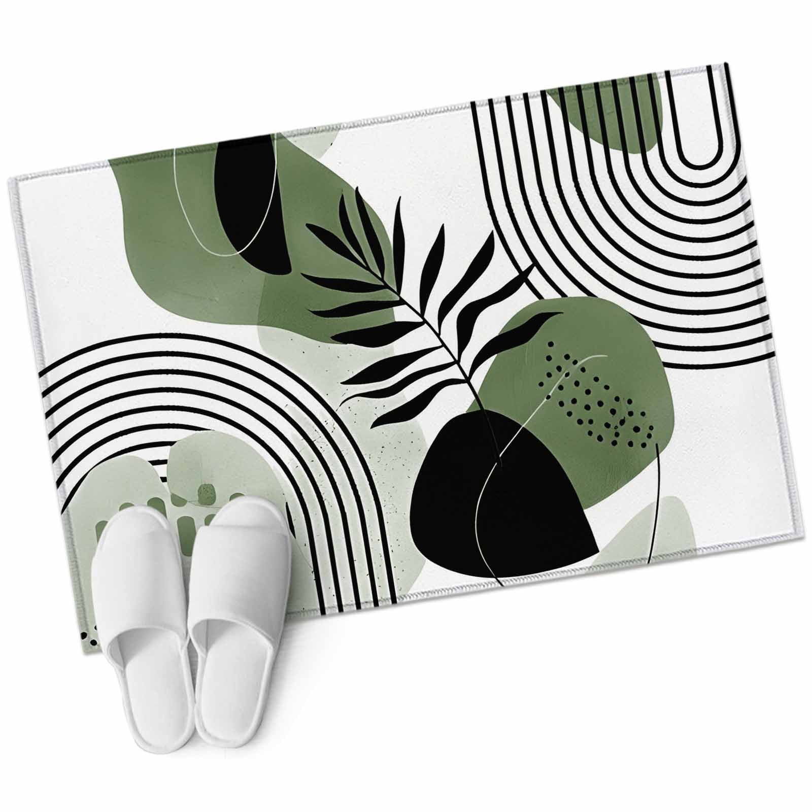 Green Bohemian Washable Area Rug 2 x 3 ft Abstract Geometric Black ...