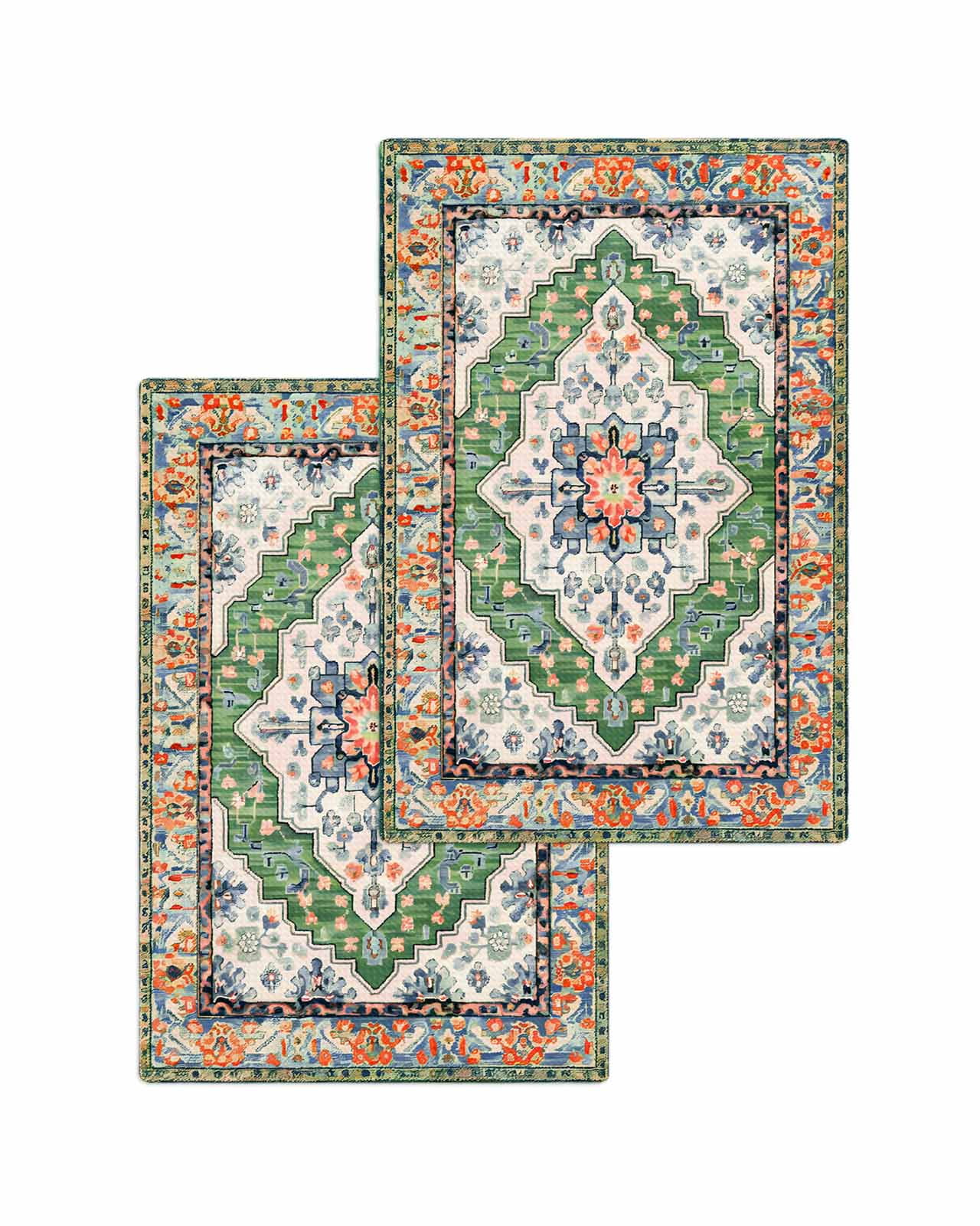 Green Boho Kitchen Dish Towels for Drying Dishes Set of 2, Ethnic Geometric Middle Century Art ...