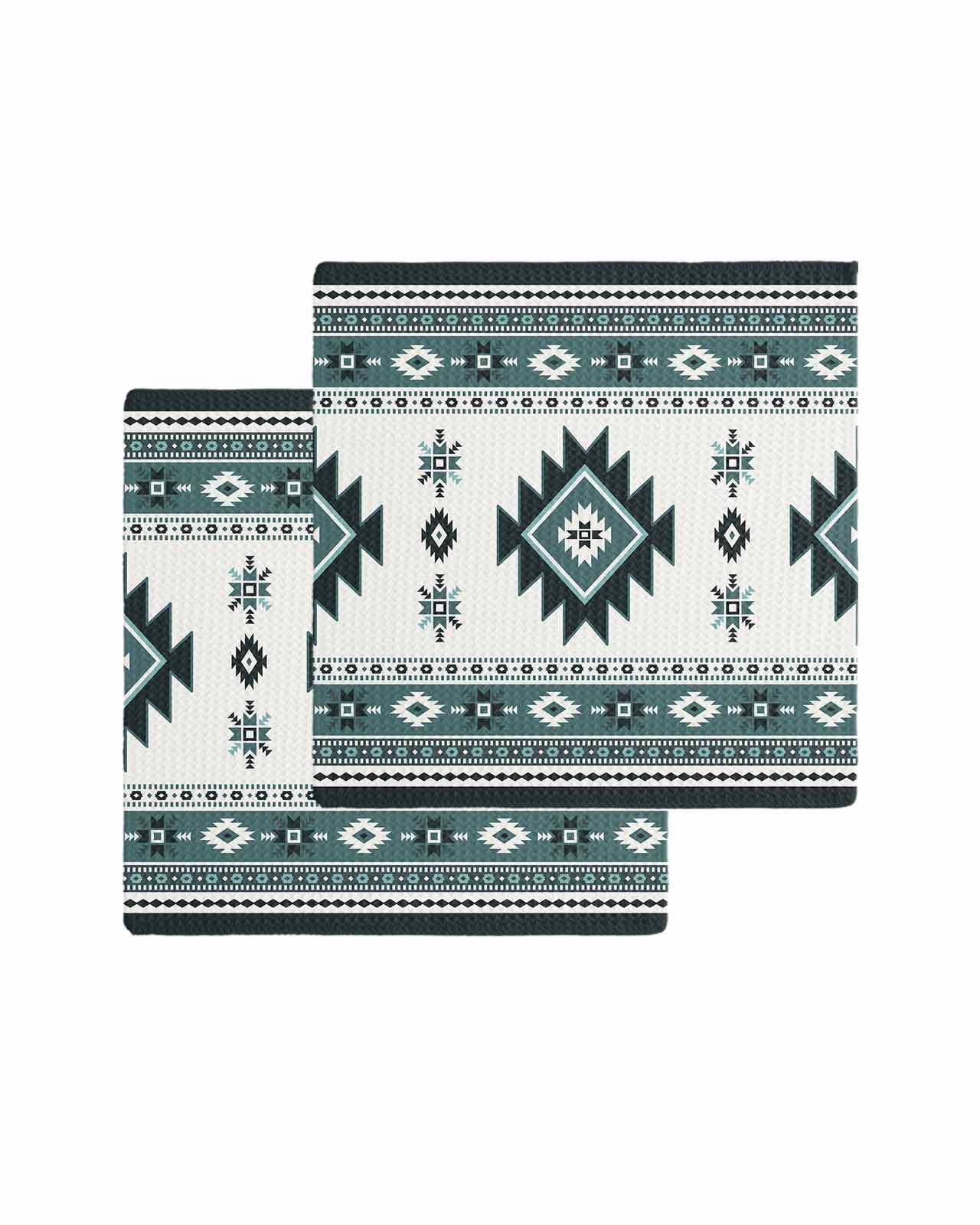 Green Boho Kitchen Dish Towels for Drying Dishes Set of 2, Ethnic ...