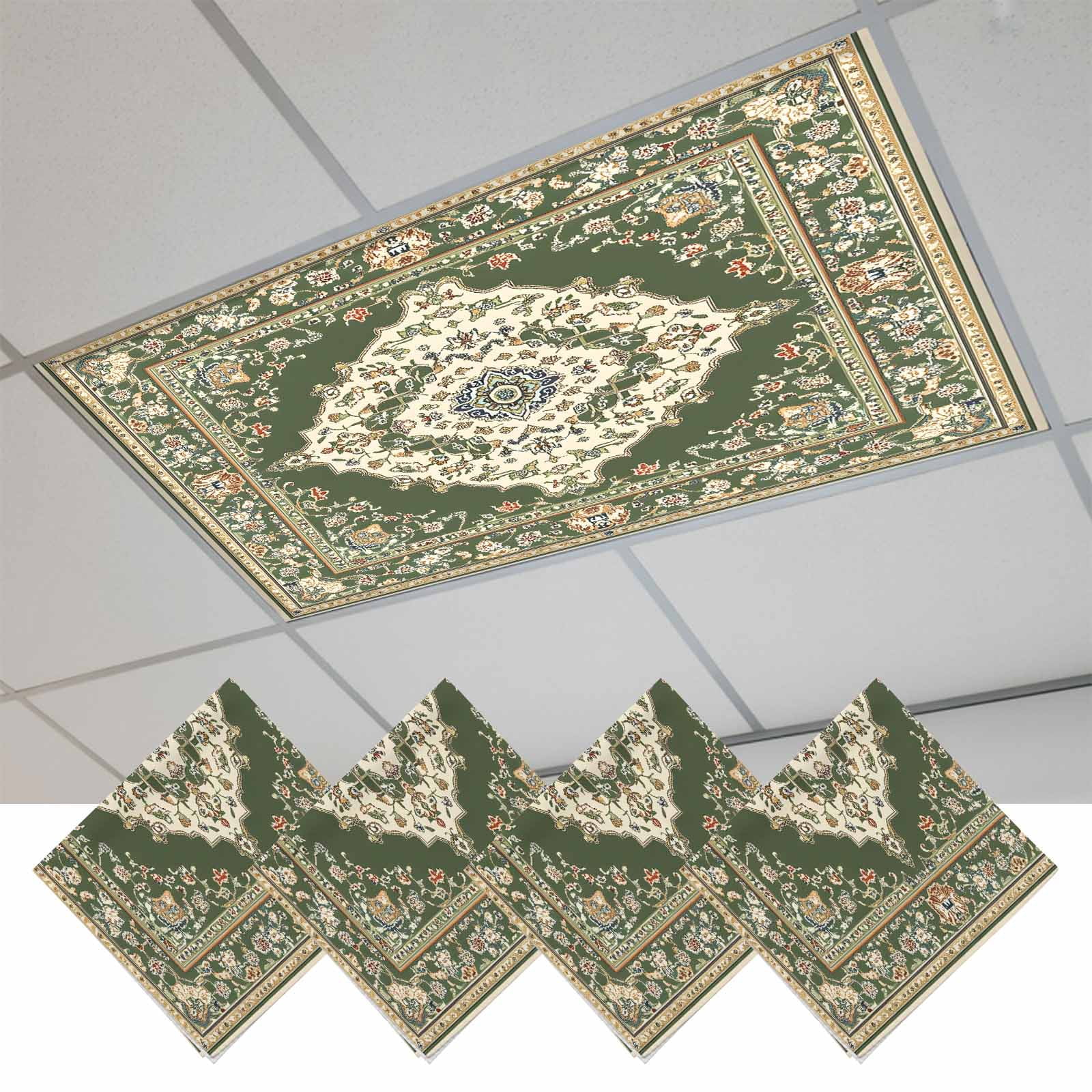 Green Boho Magnetic Fluorescent Light Covers for Ceiling Lights 2x4Ft ...