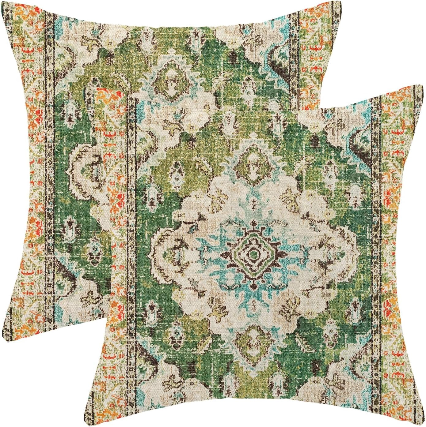 Green Boho Pillow Covers 20x20 Set of 2, Persian Carpet Monaco Rug ...