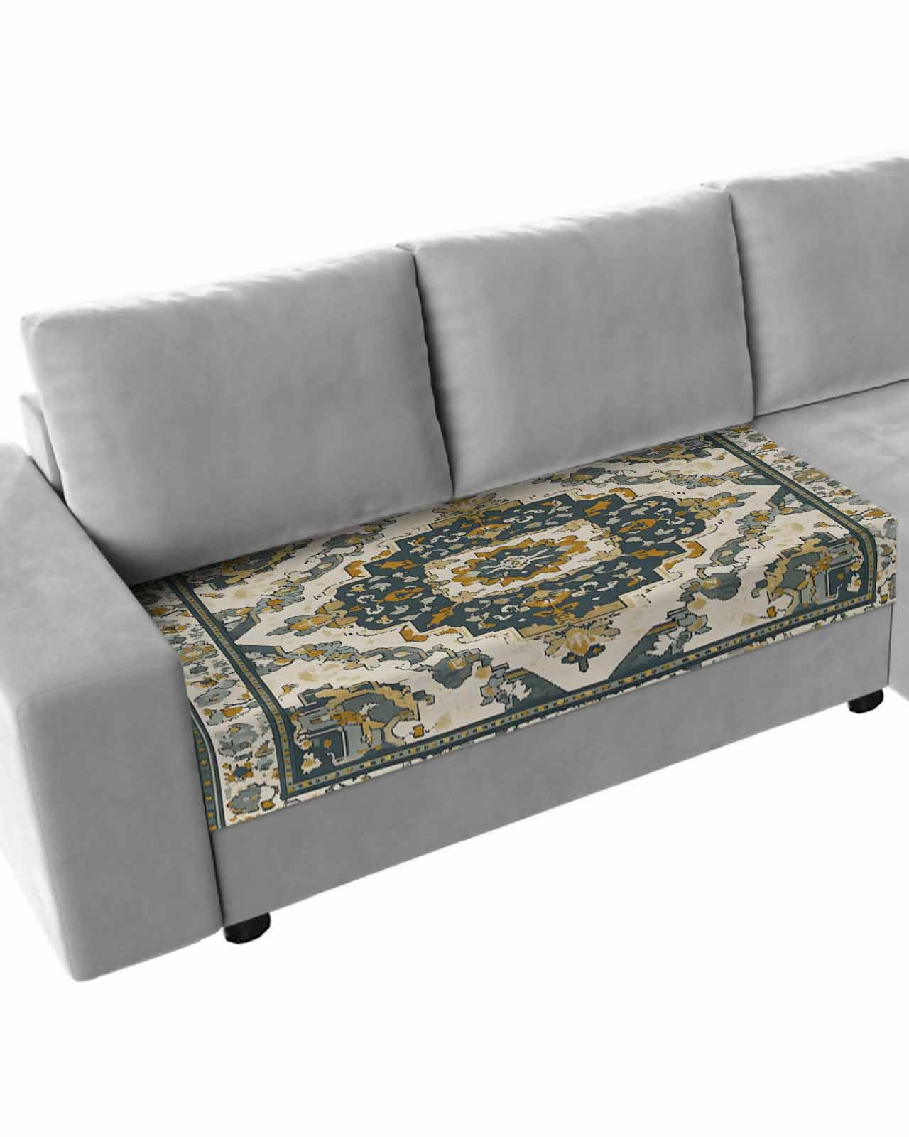 Green Boho Sofa Couch Cushion Covers Washable, Removable Stretchable Sectional Couch Covers ...