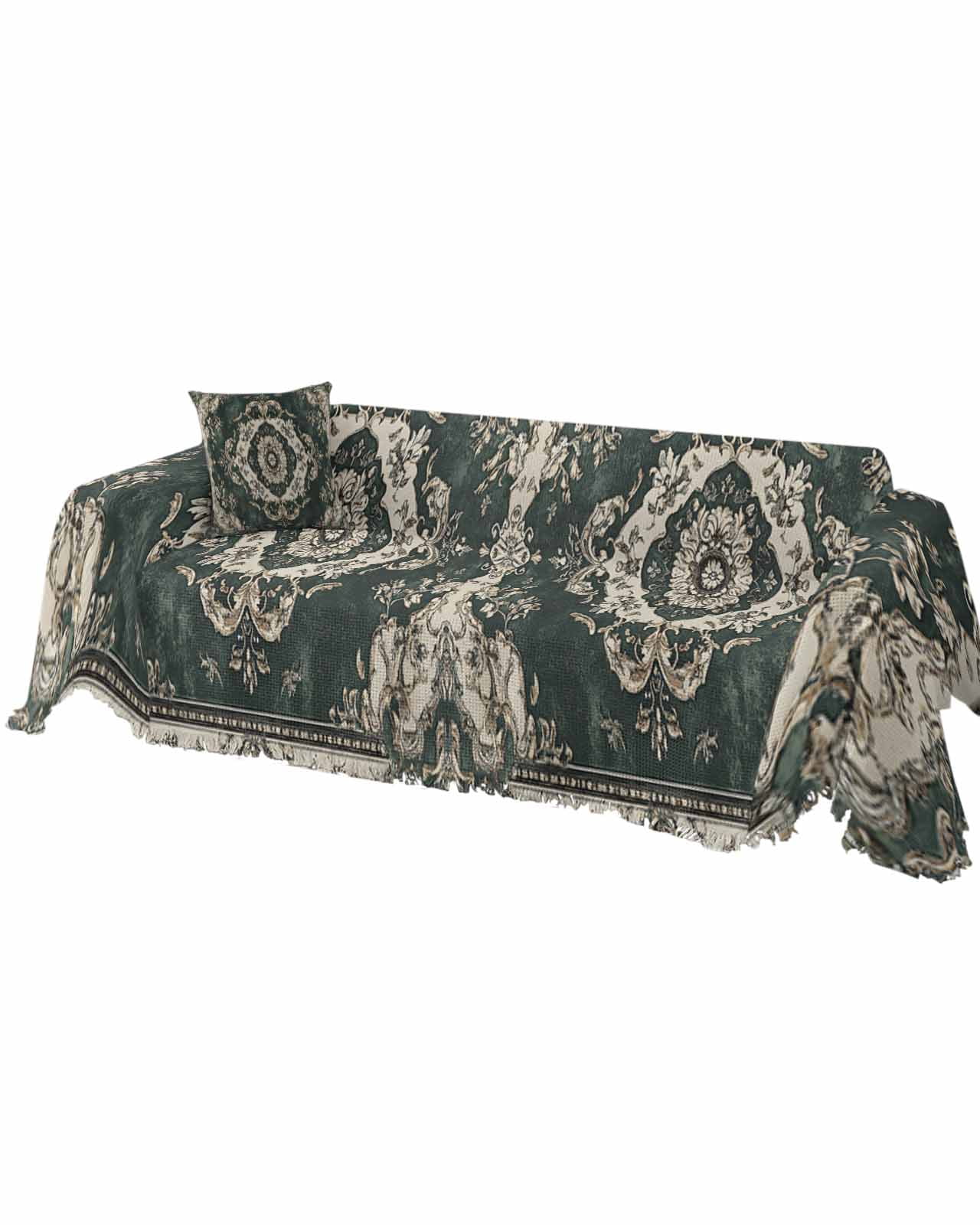 Green Boho Sofa Covers for 3 Cushion, Washable Couch Cover for ...