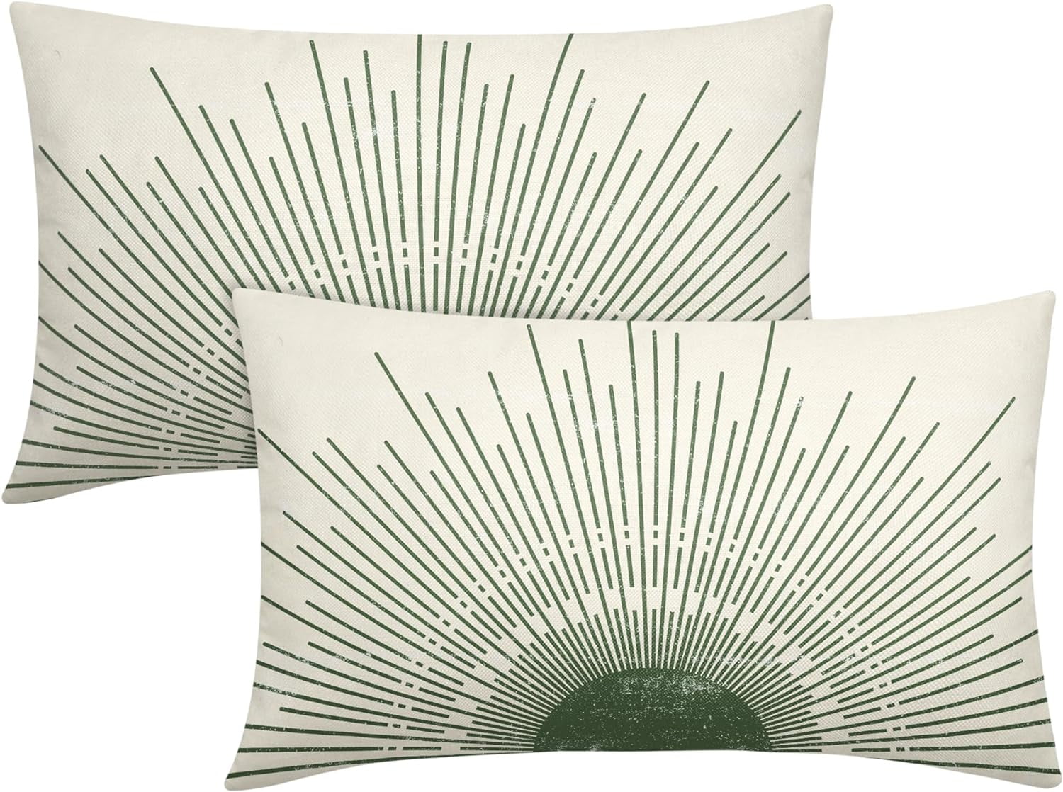 Green Boho Sun Lumbar Pillow Covers 12x20 Set of 2 Sunrise Sunset ...