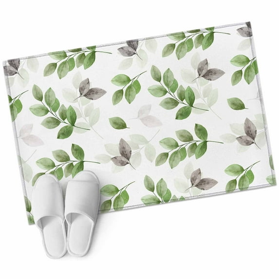 Green Botanical Fall 2'x3' Washable Rug, Pastoral Maple Leaf Autumn Non ...