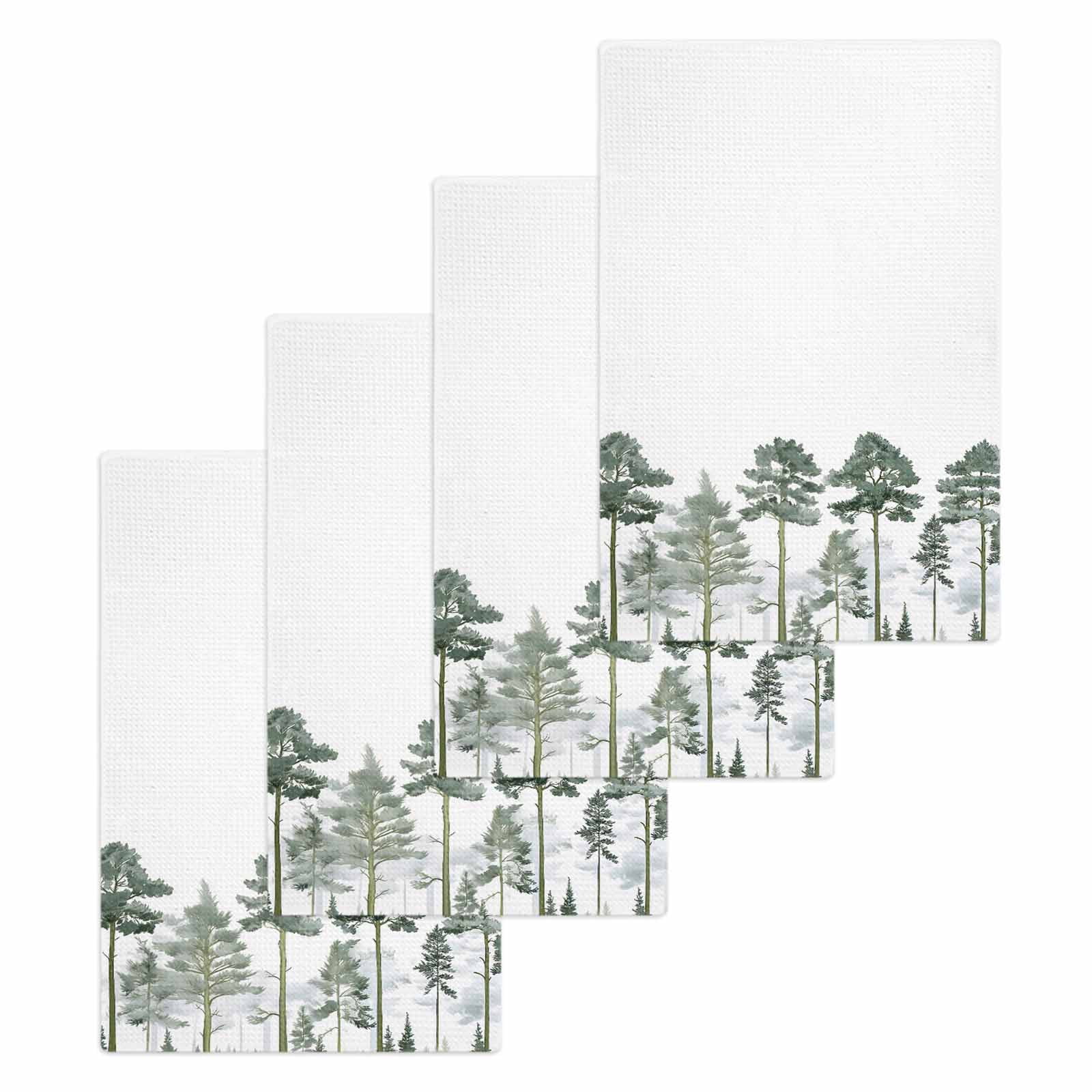 Green Botanical Kitchen Dish Towels for Drying Dishes Set of 4 ...