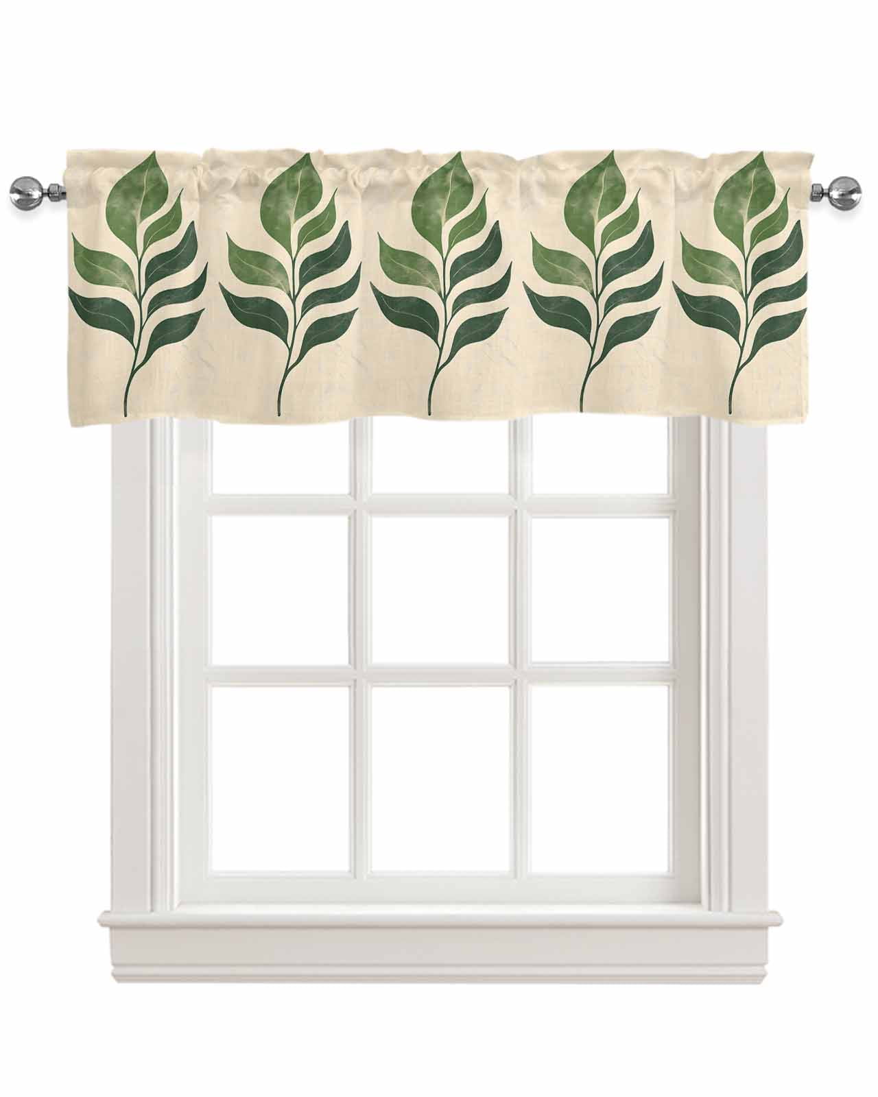 Green Botanical Kitchen Valances for Windows Farmhouse Linen Window ...
