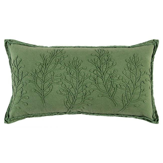 Green Botanical Pattern Embroidered Lumbar Pillow - Walmart.com