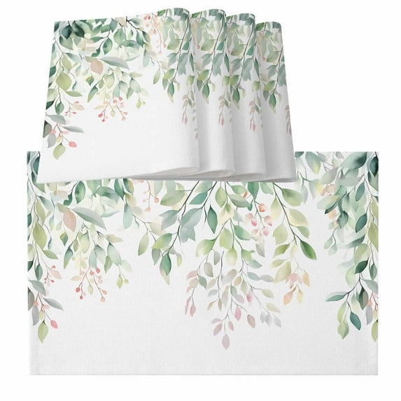Green Botanical Placemats for Dinning Table Set of 4, Pink Spring ...