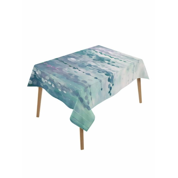 Green Botanical Table Cloth, Watercolor Spring Floral Oil Painting ...