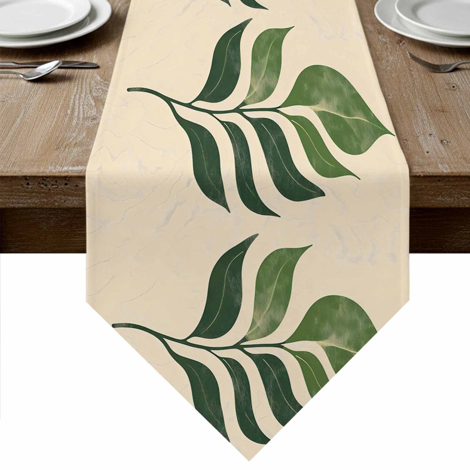 Green Botanical Table Runner Linen Burlap Table Runner 70 Inches Long ...