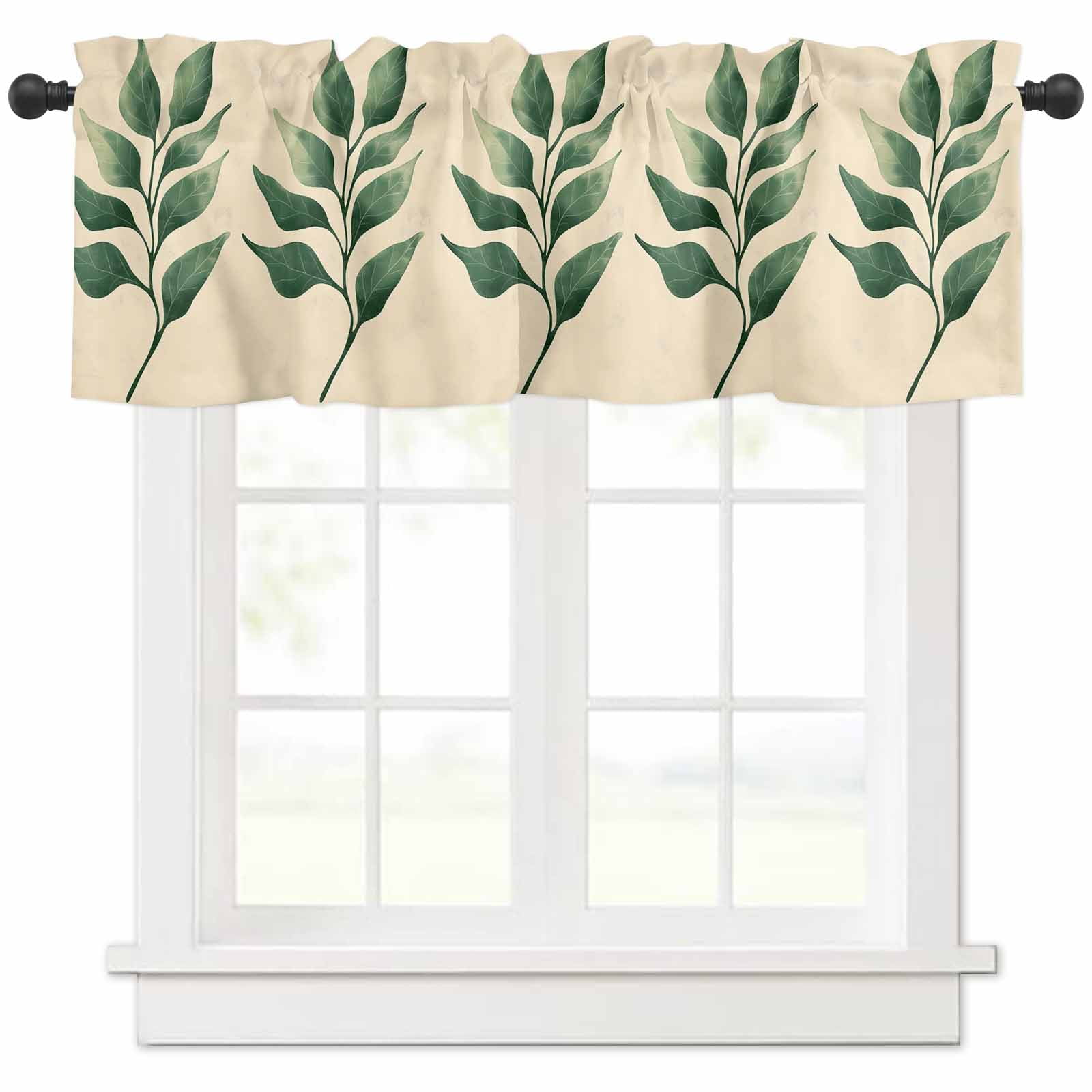 Green Botanical Valances for Windows Farmhouse Kitchen Curtains ...