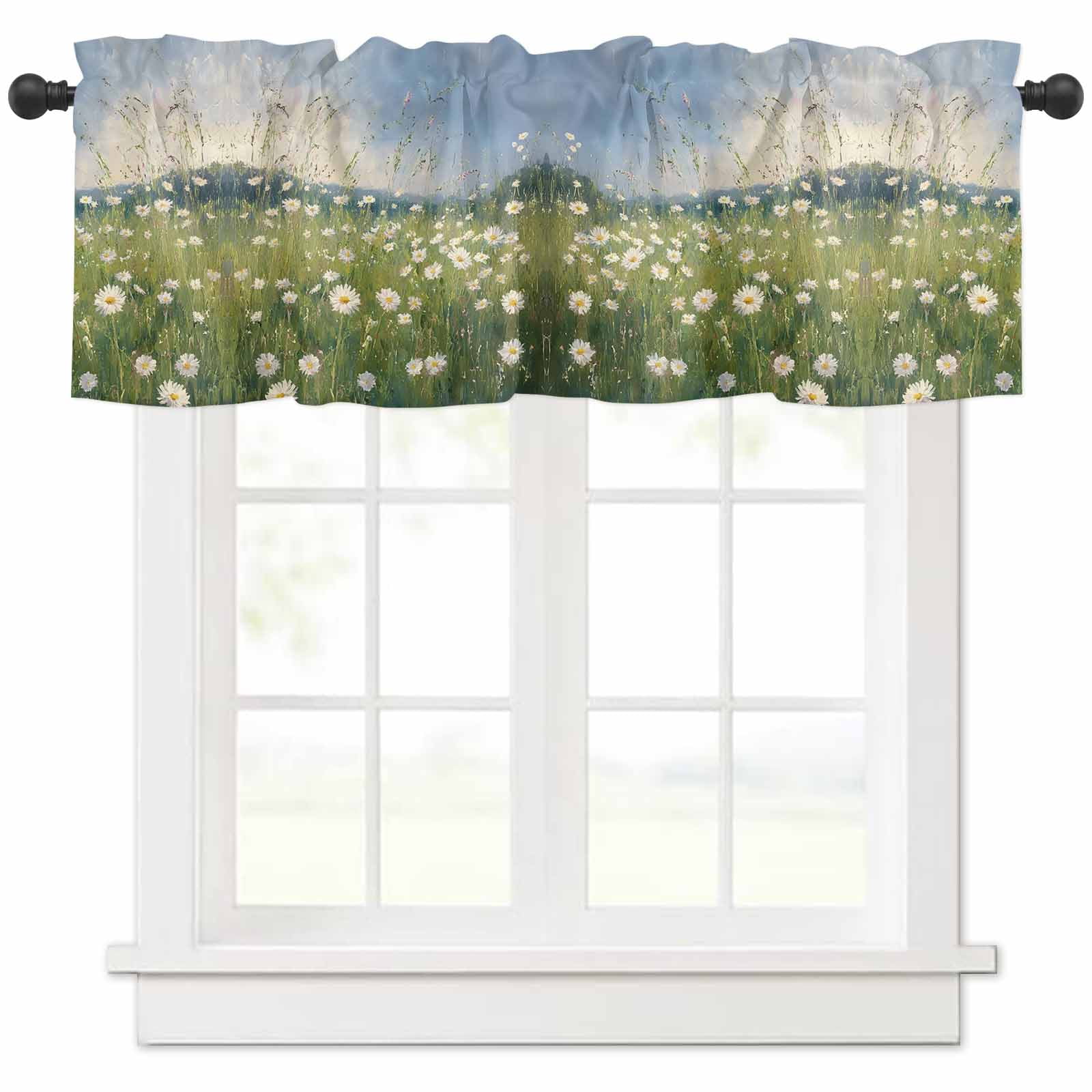 Green Botanical Valances for Windows Farmhouse Kitchen Curtains ...