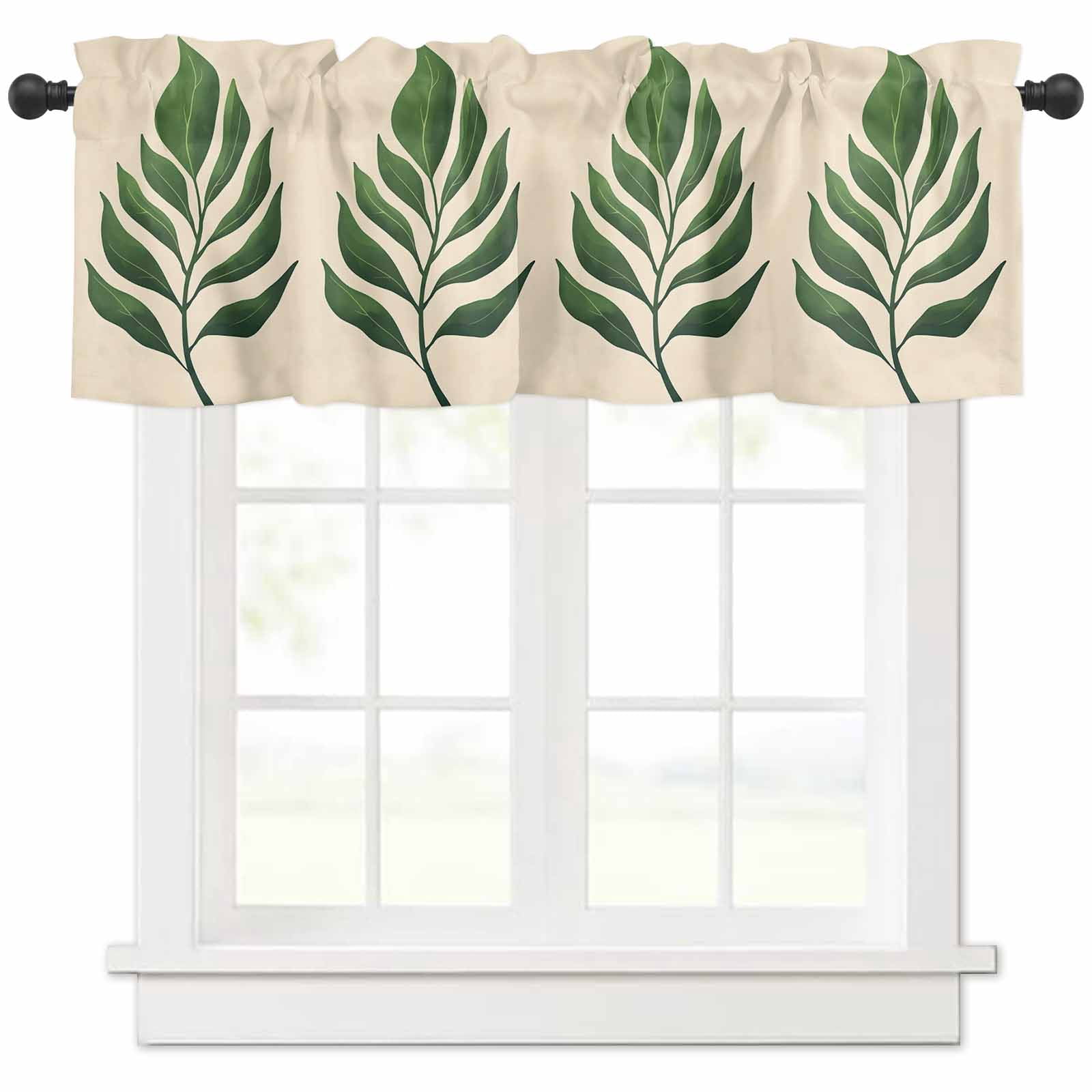 Green Botanical Valances for Windows Farmhouse Kitchen Curtains ...