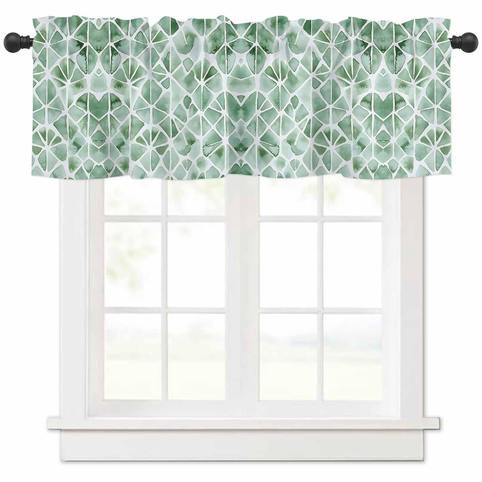 Green Botanical Valances for Windows Farmhouse Kitchen Curtains ...