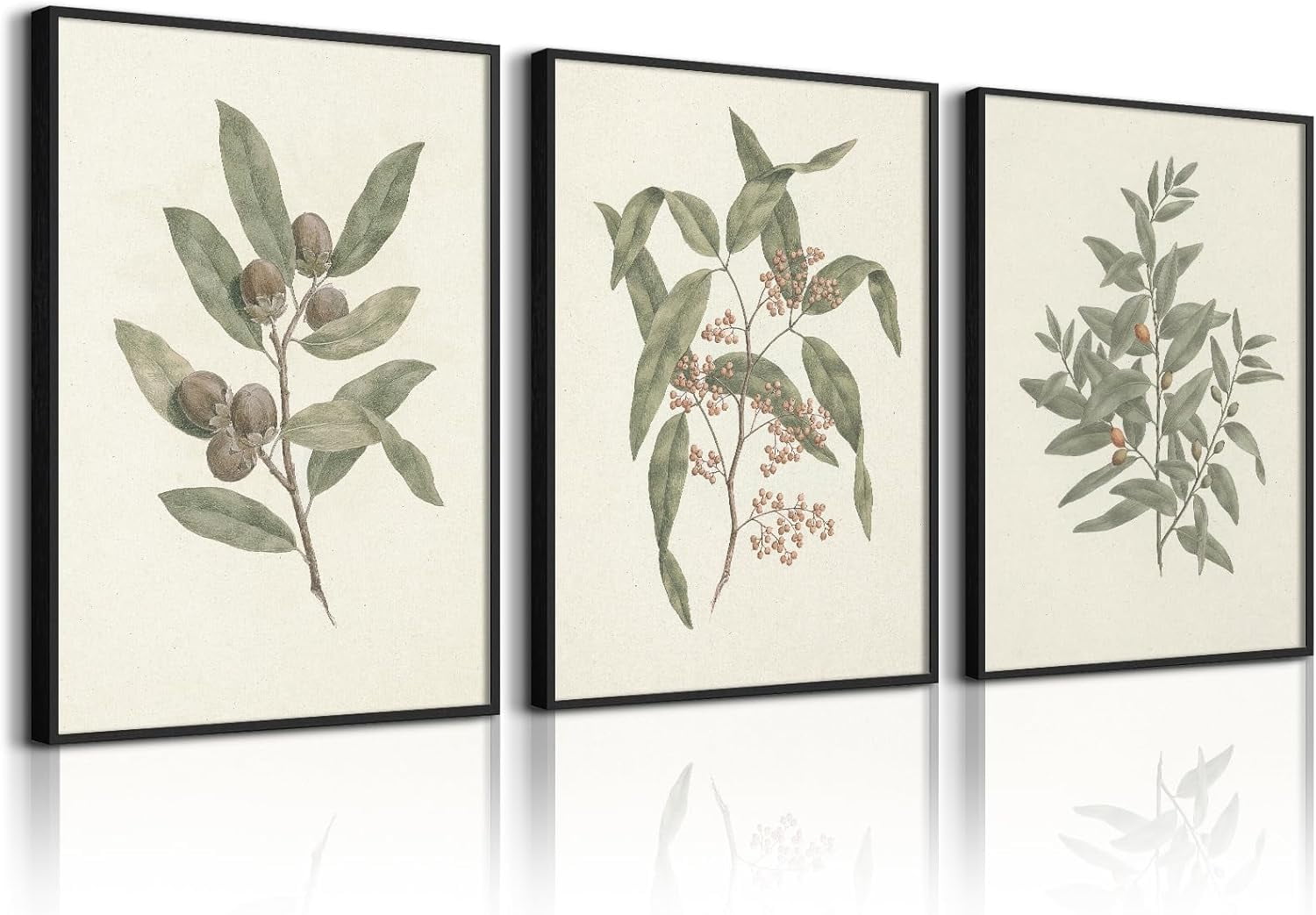 Green Botanical Wall Art Sage Plant Canvas Pictures Eucalyptus Wall ...
