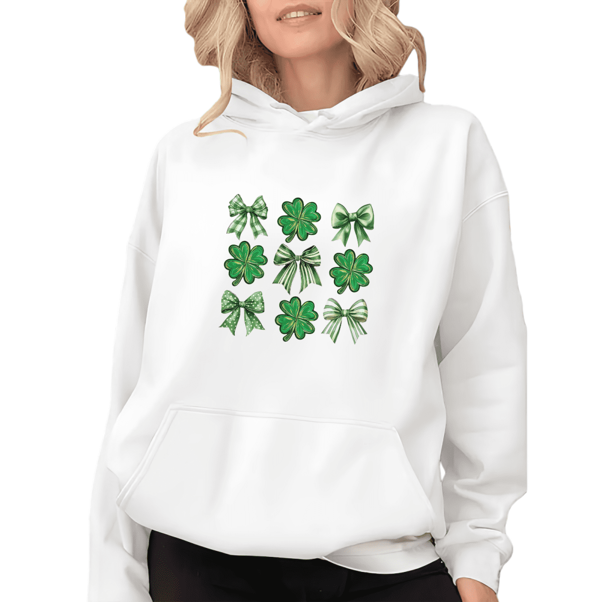 Green Bow Clover Woman's Print hoodie (Sweatshirt) Graphic Sweatshirt ...