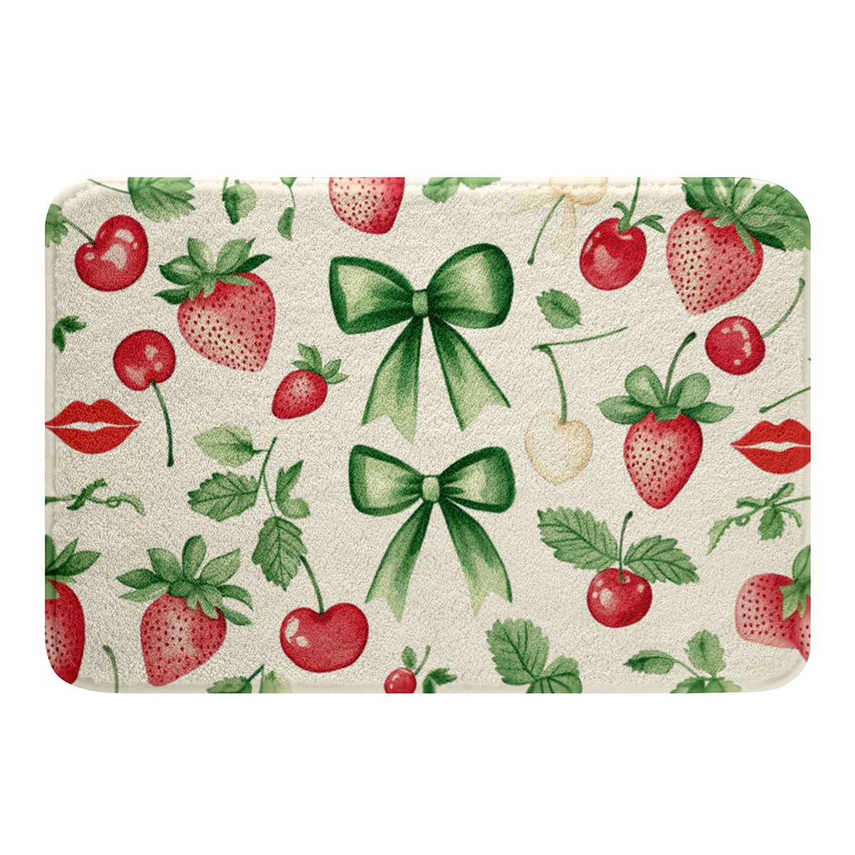Green Bow Girls Bathroom Rugs,Red Cherry Strawberry Pattern Doormats ...