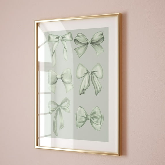Green Bow Preppy Coquette Wall Art, Unframed Canvas Size 8x12 - Walmart.com