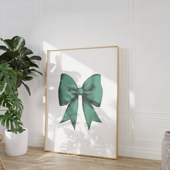 Green Bow Preppy Nursery Wall Art, Unframed Paper Print Size 16x24 ...